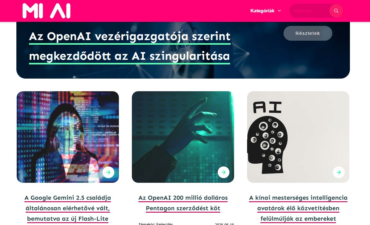 MI/AI: Mesterséges intelligencia és AI hírek naponta - MI/AI